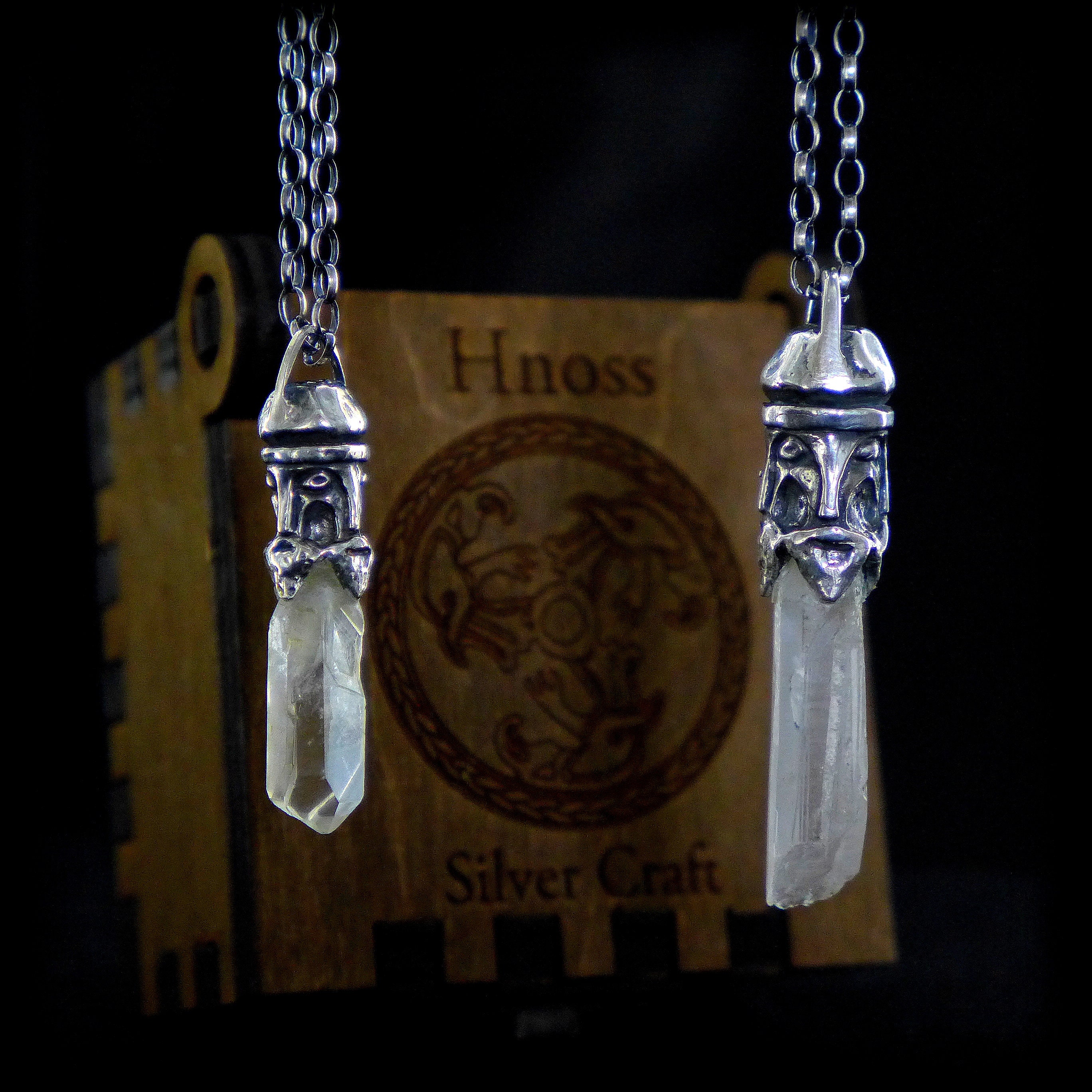 Necklase Set of Silver Svantevit Pendant With Mountain Crystal - Etsy