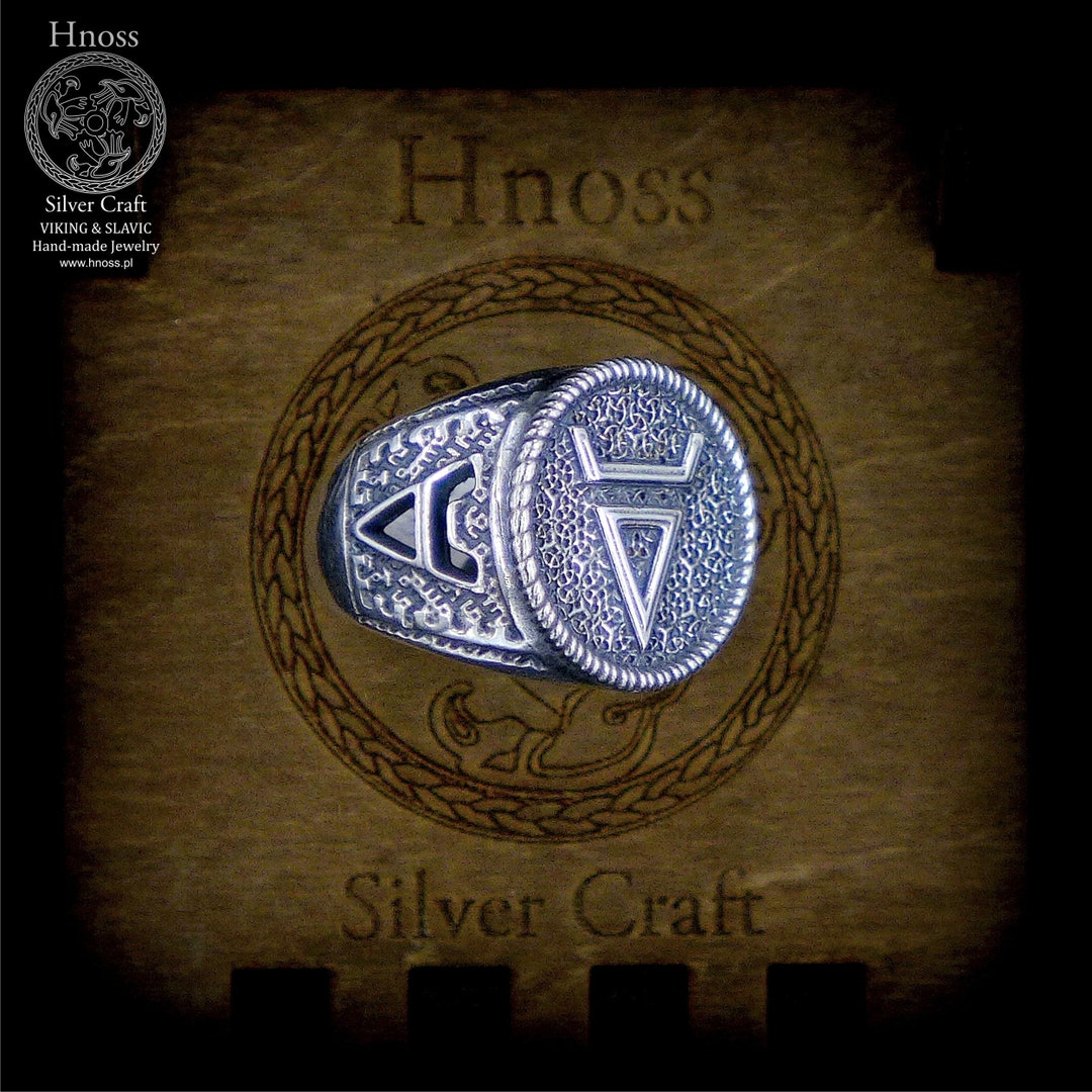 Big Silver Veles Ring With Slavic Ornaments - Etsy