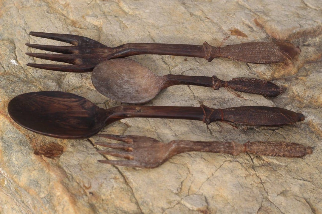 4 Antique African Wooden Spoon.wooden Spoon. Boho Utensils. Kitchen ...