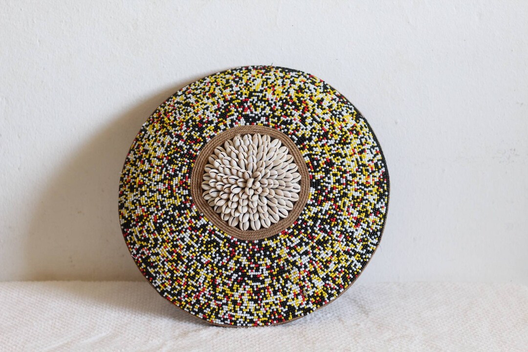 Beaded African Shield. Cameroon Tribal Shield With Beads and Cowry ...