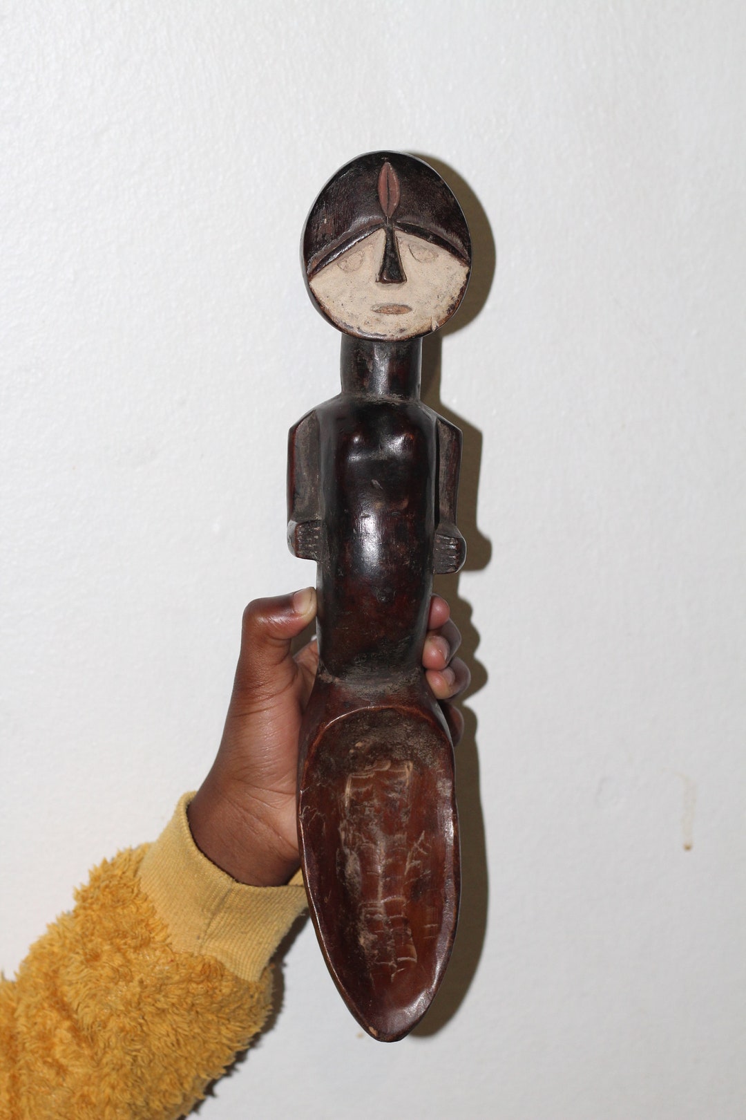 Kwele Tribal Sculpture, African Wood Figure Spoon - Etsy