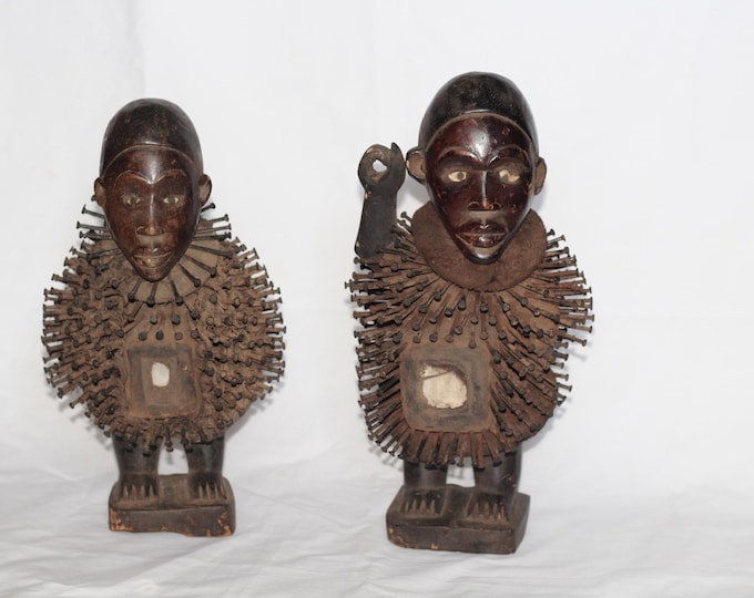 African Nail Statue. Sculpture for Protection. Nkisi Nkondi. Wooden ...