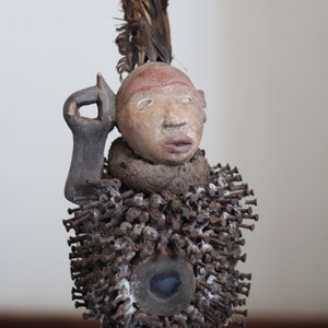 African Nail Statue. Sculpture for Protection. Nkisi Nkondi. Wooden ...