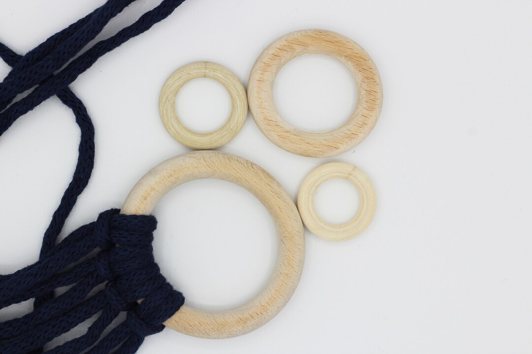 Natural Wood Ring, 30/35/50/70mm Macrame Wood Ring, Wood Circle ...