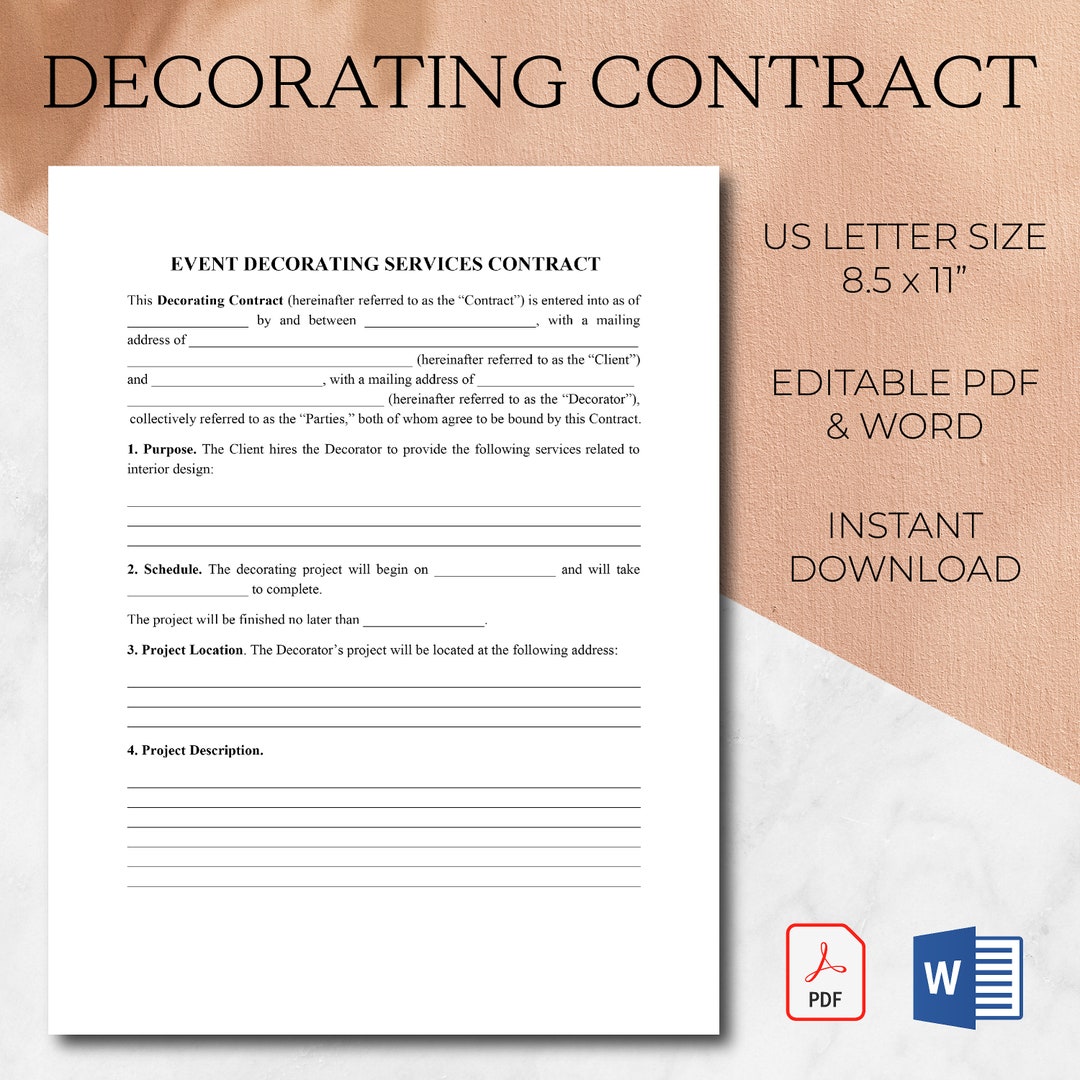 Event Decorating Services Contract Editable Template | Event Decor ...