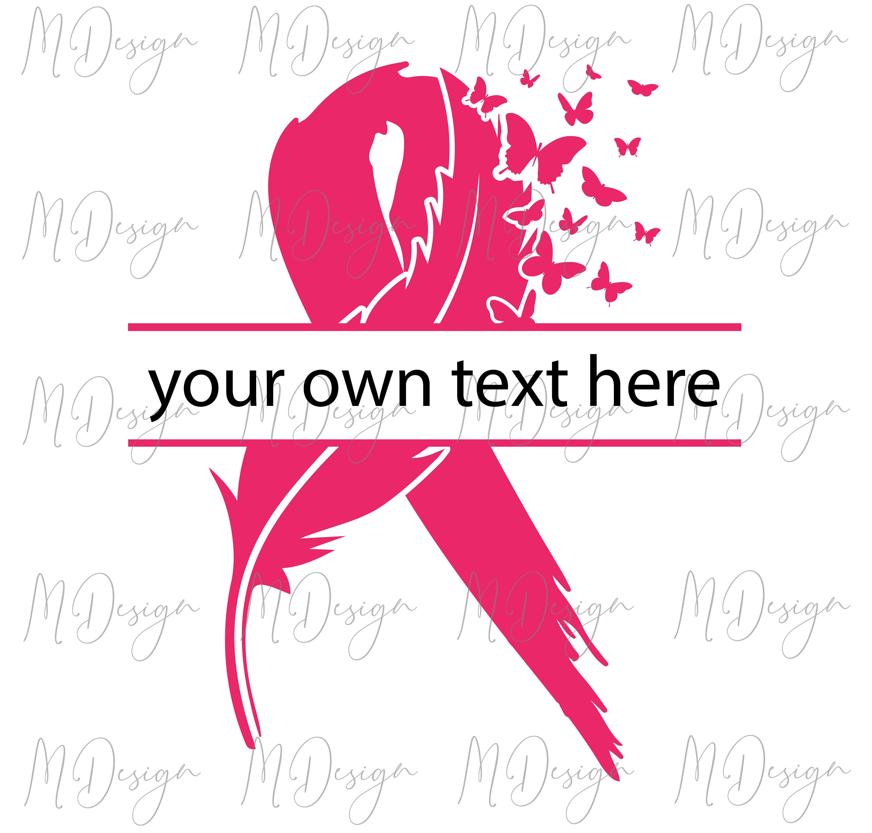 Breast Cancer Ribbon SVG With Butterflies Split Cancer - Etsy