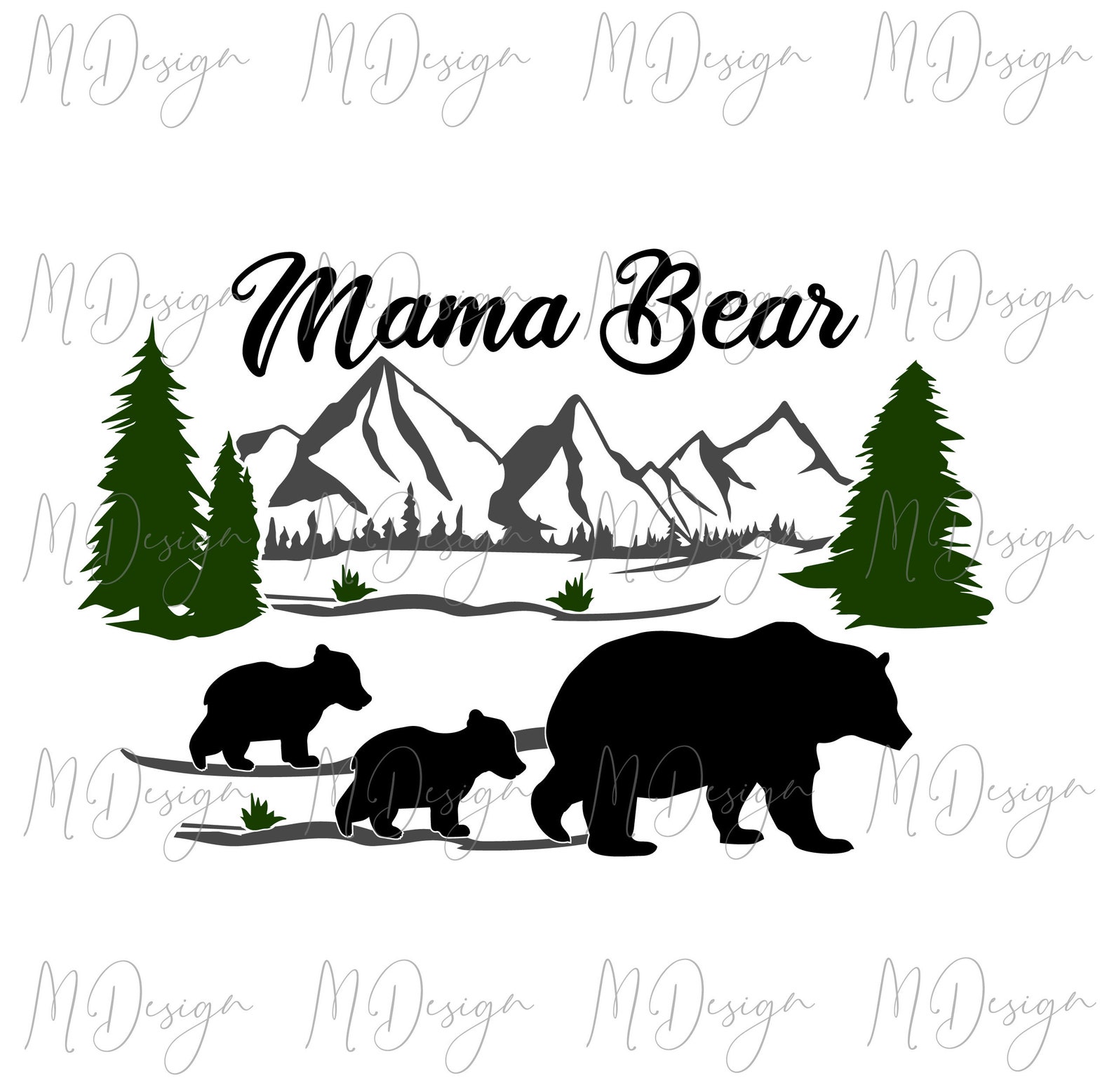 Mama Bear Forest and Mountains SVG Design Cut File for Cricut - Etsy