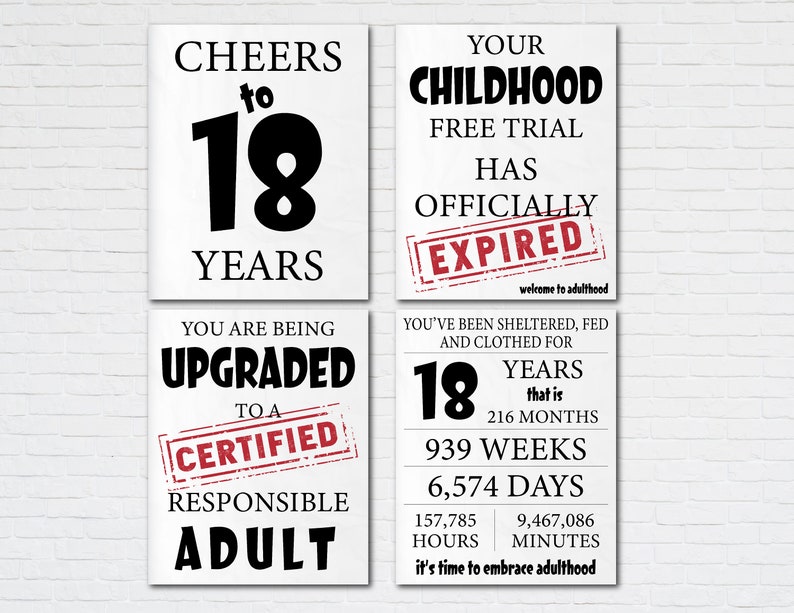 18th Birthday Printable Poster Cheers to 18 Years Printable | Etsy