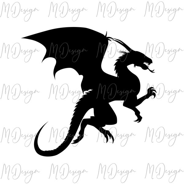 Simple Dragon Silhouette - Etsy