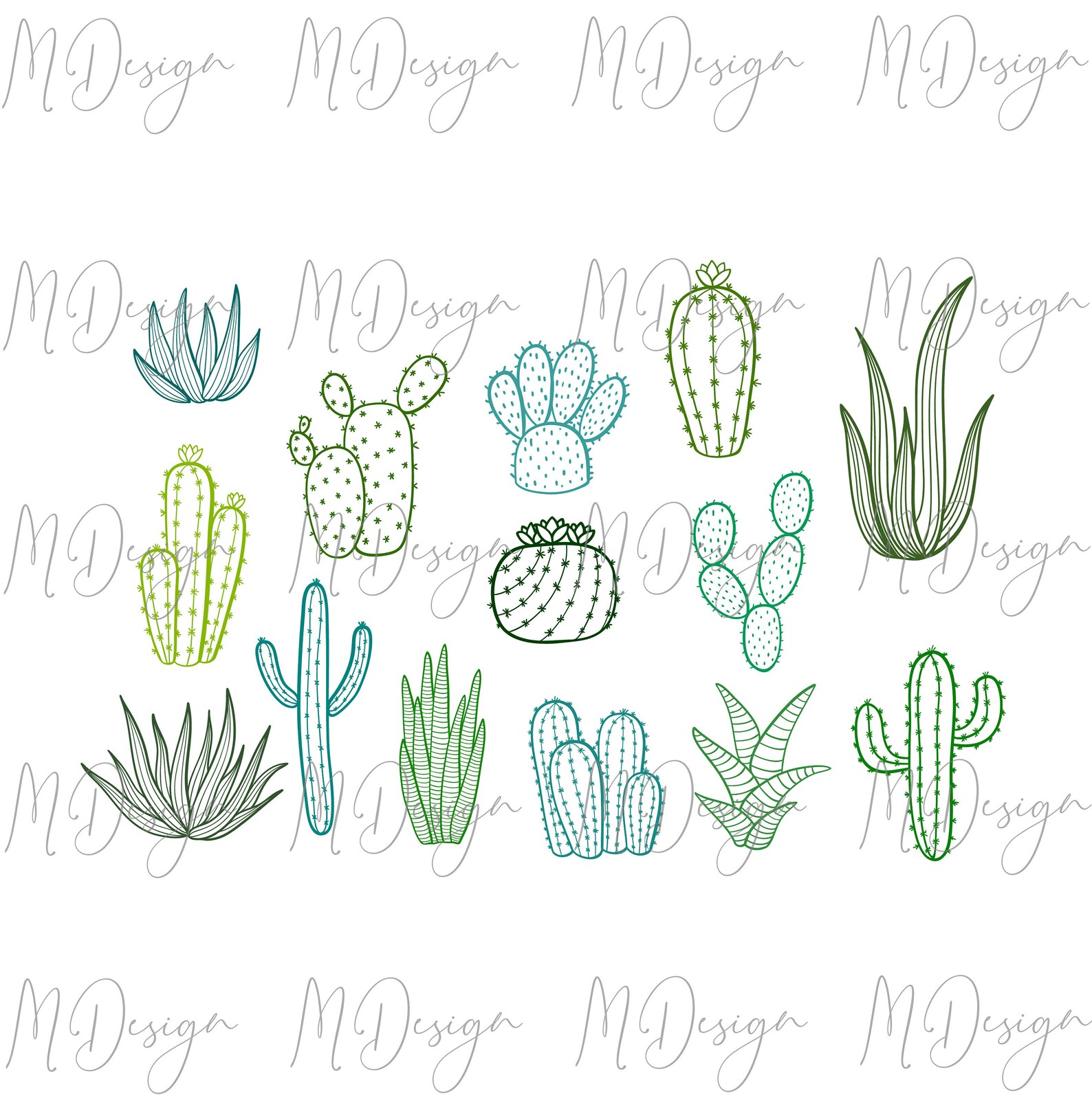Green Cactus Bundle SVG Cutting File for Cricutsilhouette - Etsy