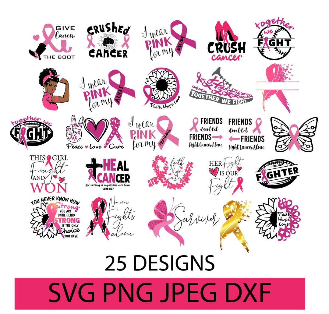 Breast Cancer Awareness Bundle SVG - Cricut Cut Files for Customizing T ...