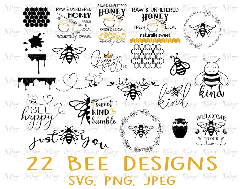 Bee SVG Bundle Cutting Files for Cricut Silhouette Glowforge | Etsy