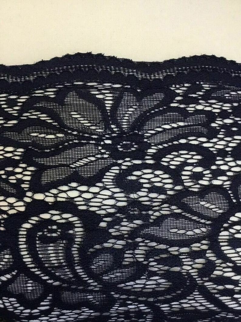 NEW Designer Navy Stretch Net Floral Paisley Lace Double - Etsy