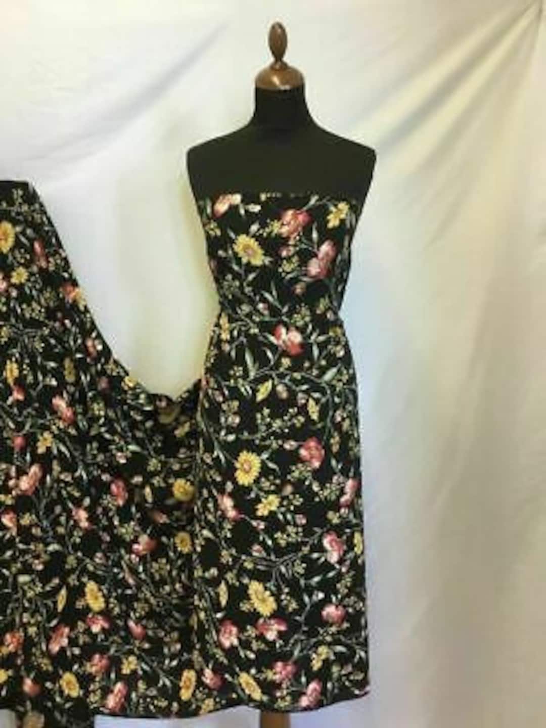 NEW Beautiful Designer German Viscose Floral Print Fabric 58''149 Cm ...
