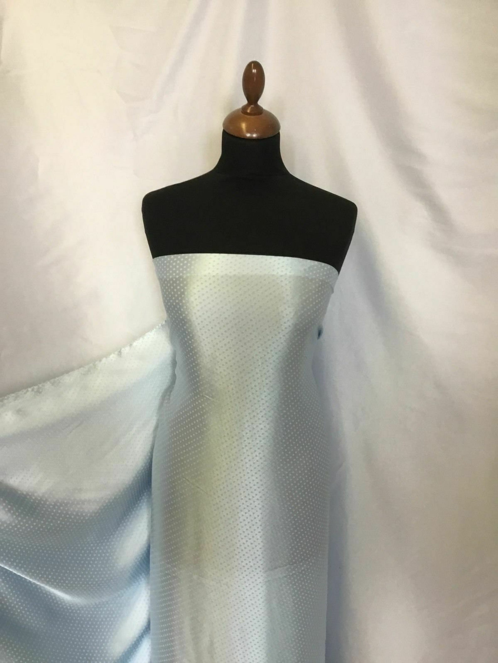 NEW 100% Silk Matt Silver Silk Marocain Spots Fabric 54" Dress Cloth ...