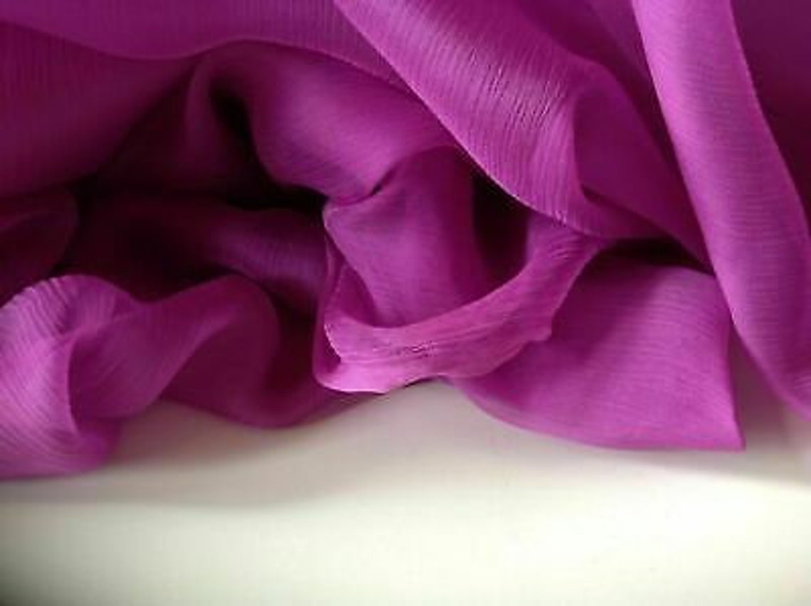 New Rich Cerise Purple 100% Silk Chiffon Fabric Dress Scarf Material ...