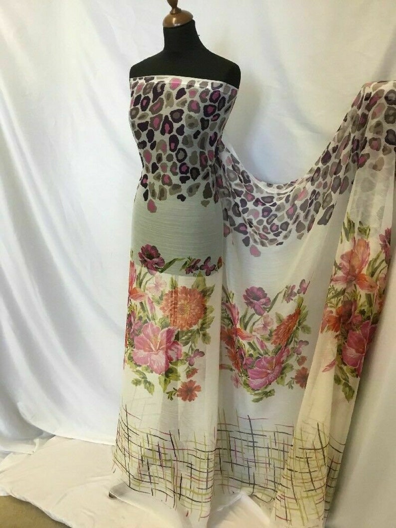 NEW Crinkle Chiffon Multi Print Fabric Dress Scarf Floral Leopard 61 ...
