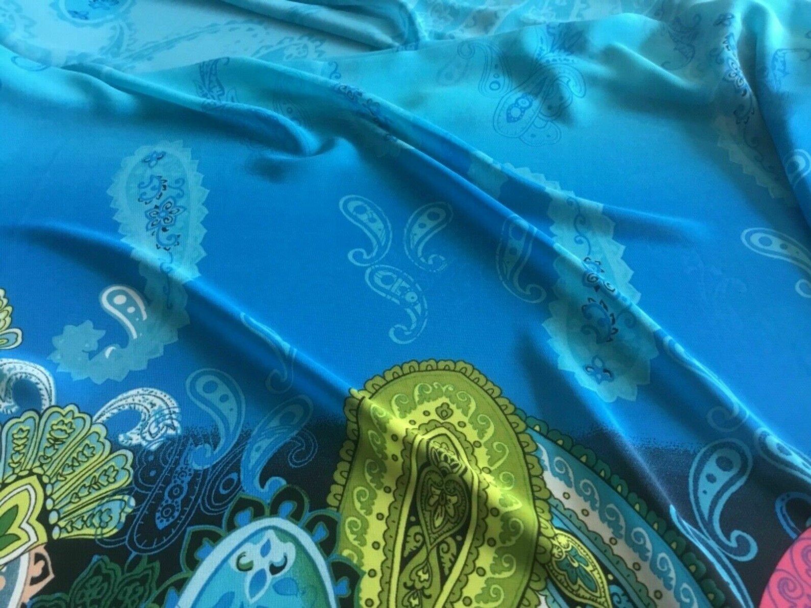 NEW Designer Multicolored Chiffon Floral Paisley Border Print Fabric ...