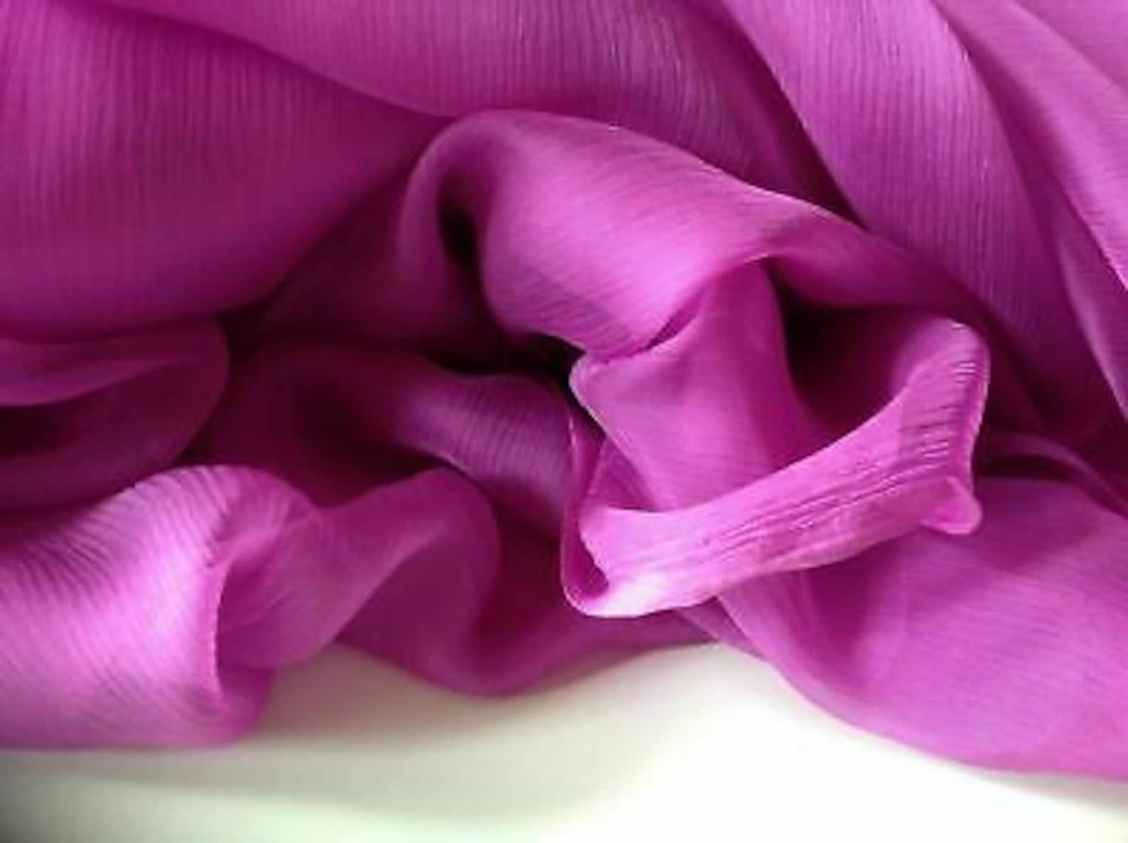 New Rich Cerise Purple 100% Silk Chiffon Fabric Dress Scarf Material ...