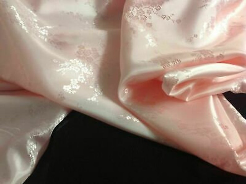 NEW Beautiful Pink Peach Floral Jacquard 100% AC Silky Lining Fabric 56 ...