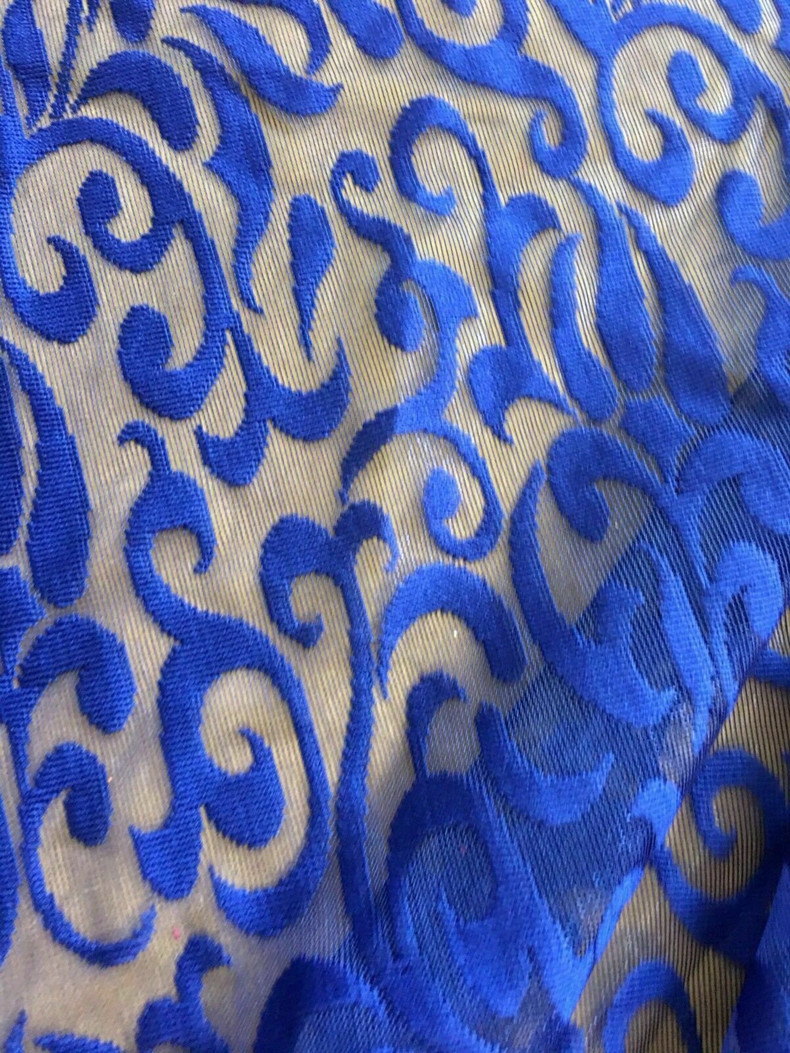 NEW Gorgeous Designer Royal Blue Burnout Lace Fabric 42” 108 Cm ...