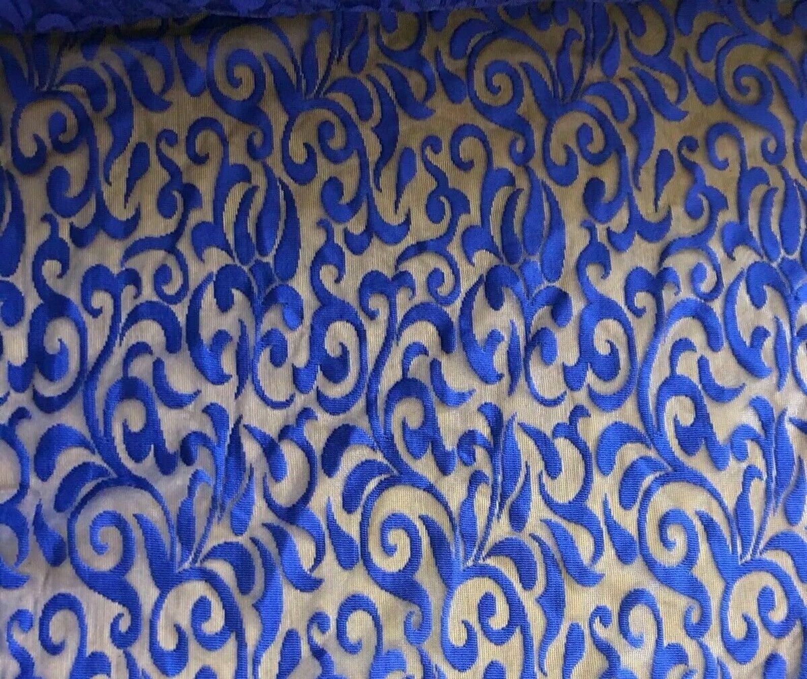 NEW Gorgeous Designer Royal Blue Burnout Lace Fabric 42” 108 Cm ...