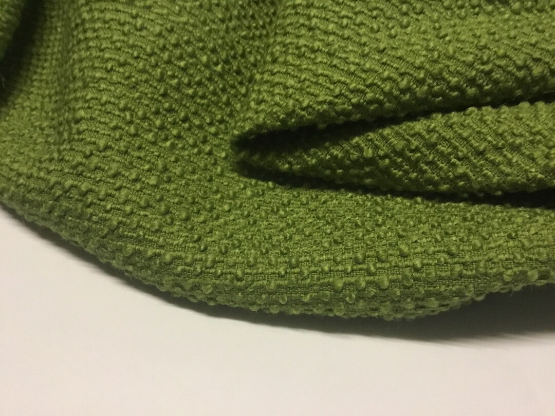 Made in England Hand Woven Designer Green Colour Heavy Wool Boucle ...