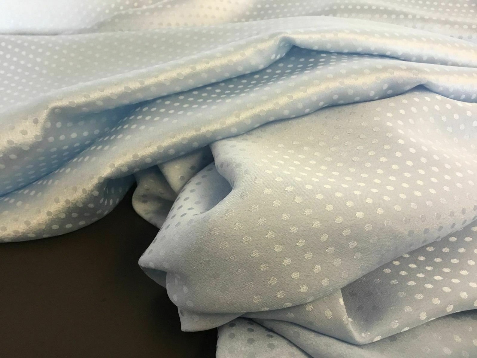 NEW 100% Silk Matt Silver Silk Marocain Spots Fabric 54 Dress Cloth ...