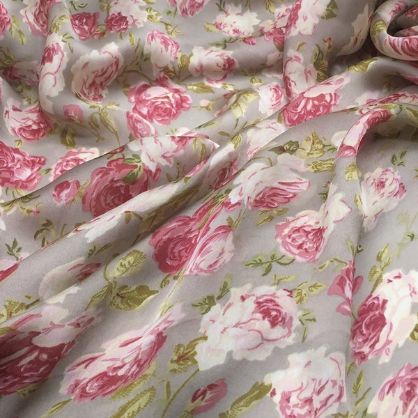 Floral Satin Fabric - Etsy