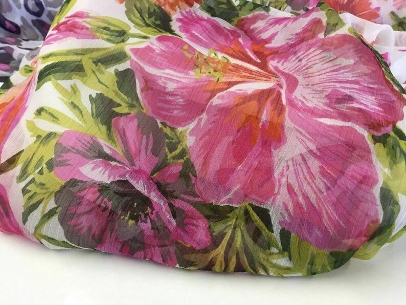 NEW Crinkle Chiffon Multi Print Fabric Dress Scarf Floral - Etsy