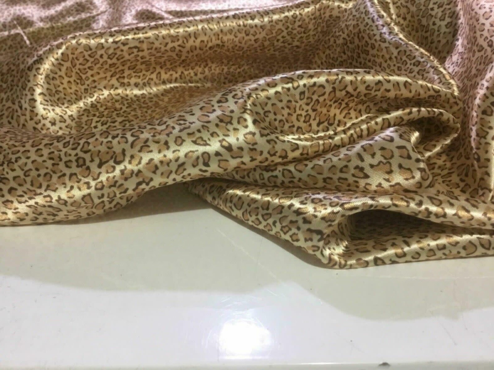 New Beautiful Designer Soft Leopard Satin Print Fabric 57'' 145 Cm ...