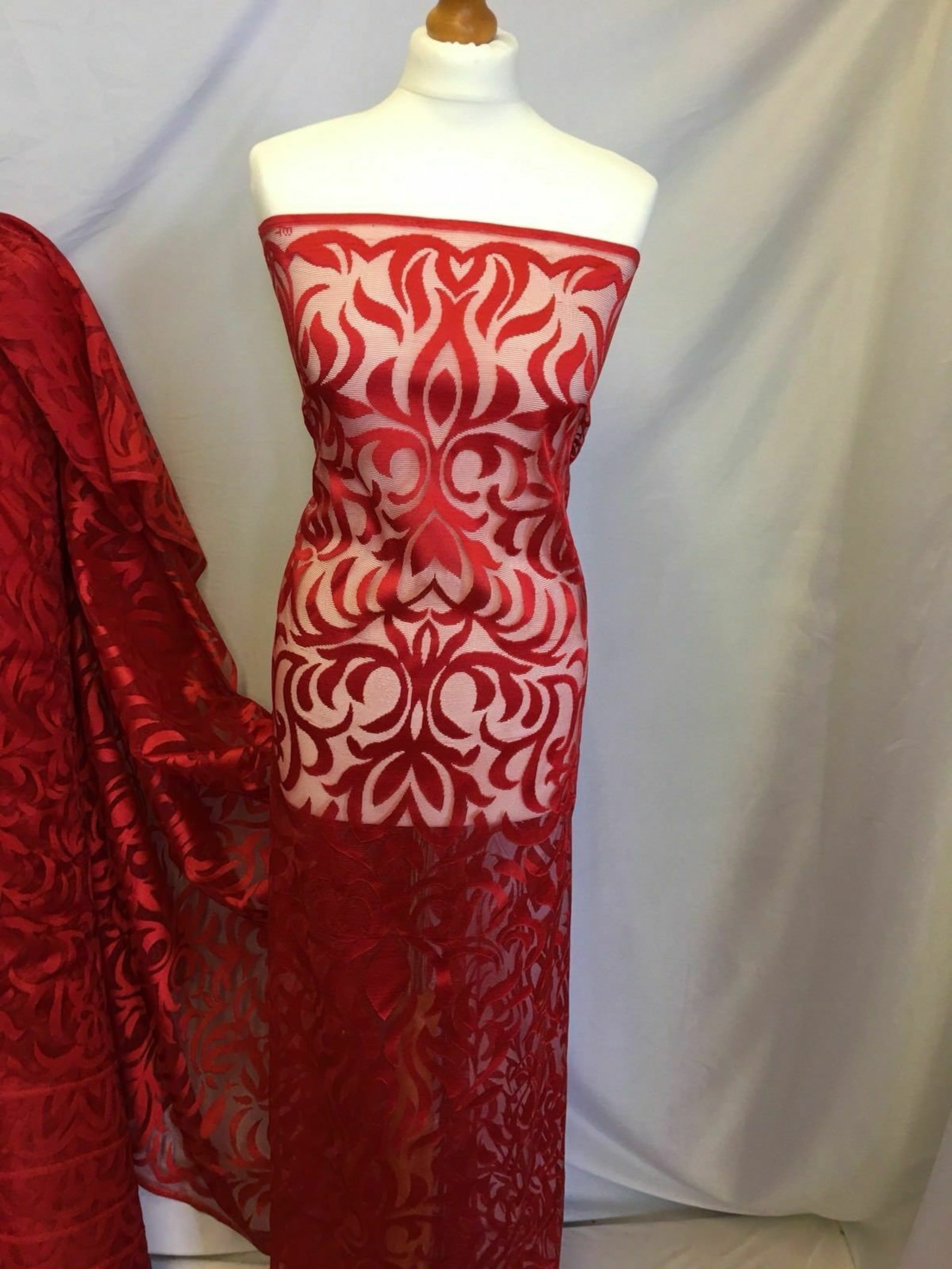 NEW Gorgeous Designer Red Burnout Lace Fabric 56” 144 Cm Very Valentino ...