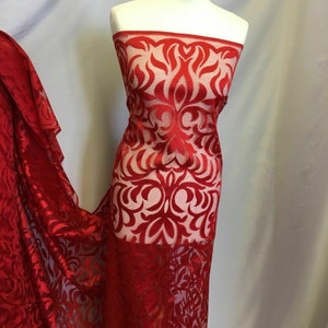 NEW Gorgeous Designer Red Burnout Lace Fabric 56” 144 Cm Very Valentino ...