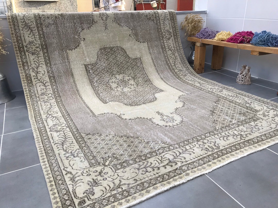 8'7x6'0feet,tribal Oversize Rug,faded Vintage Rug,natural Wool Rug ...