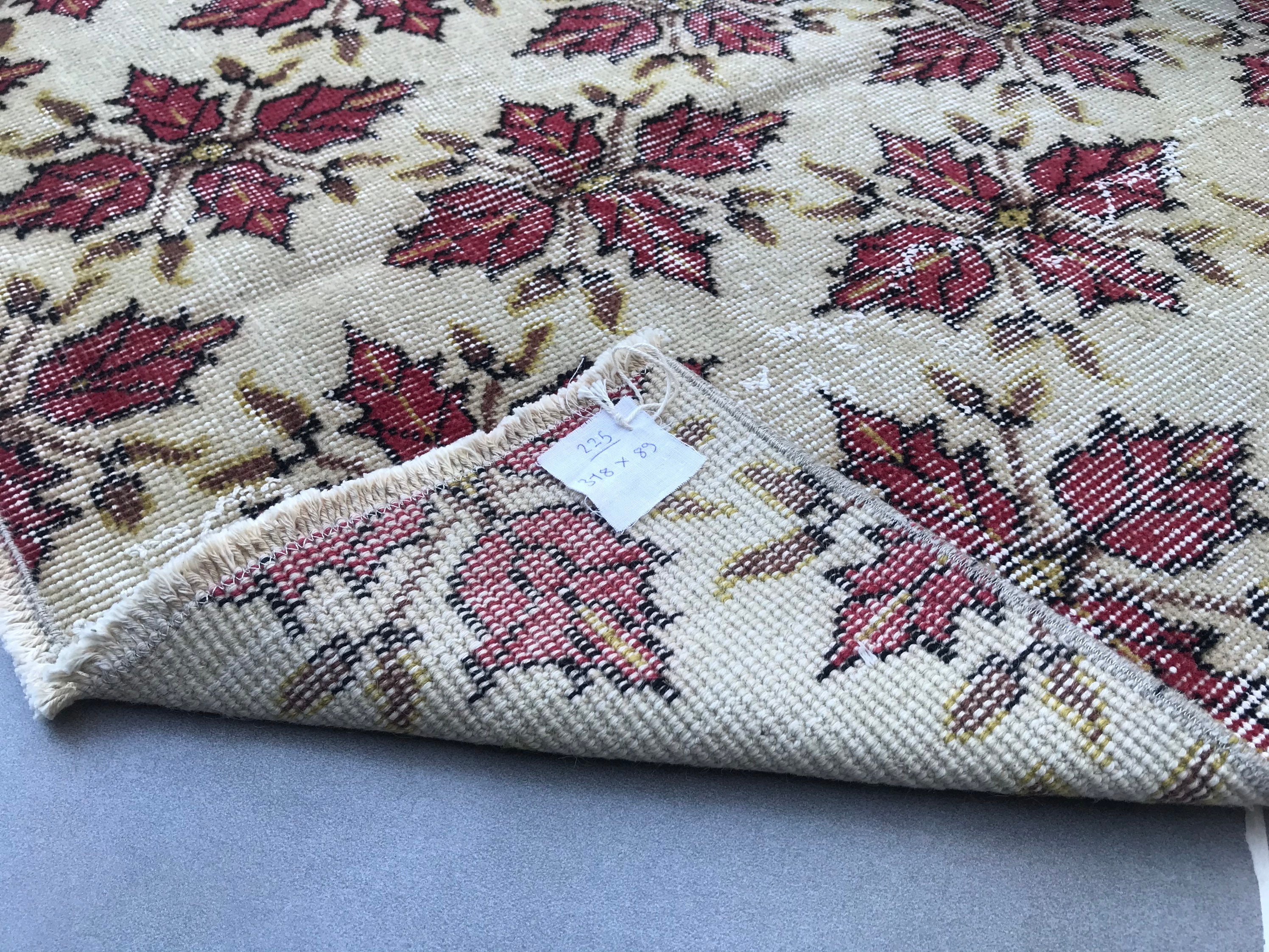 10'4x2'9feet,bohemian Red Runner Rug,318x89cm,free Ship Rug,turkısh ...