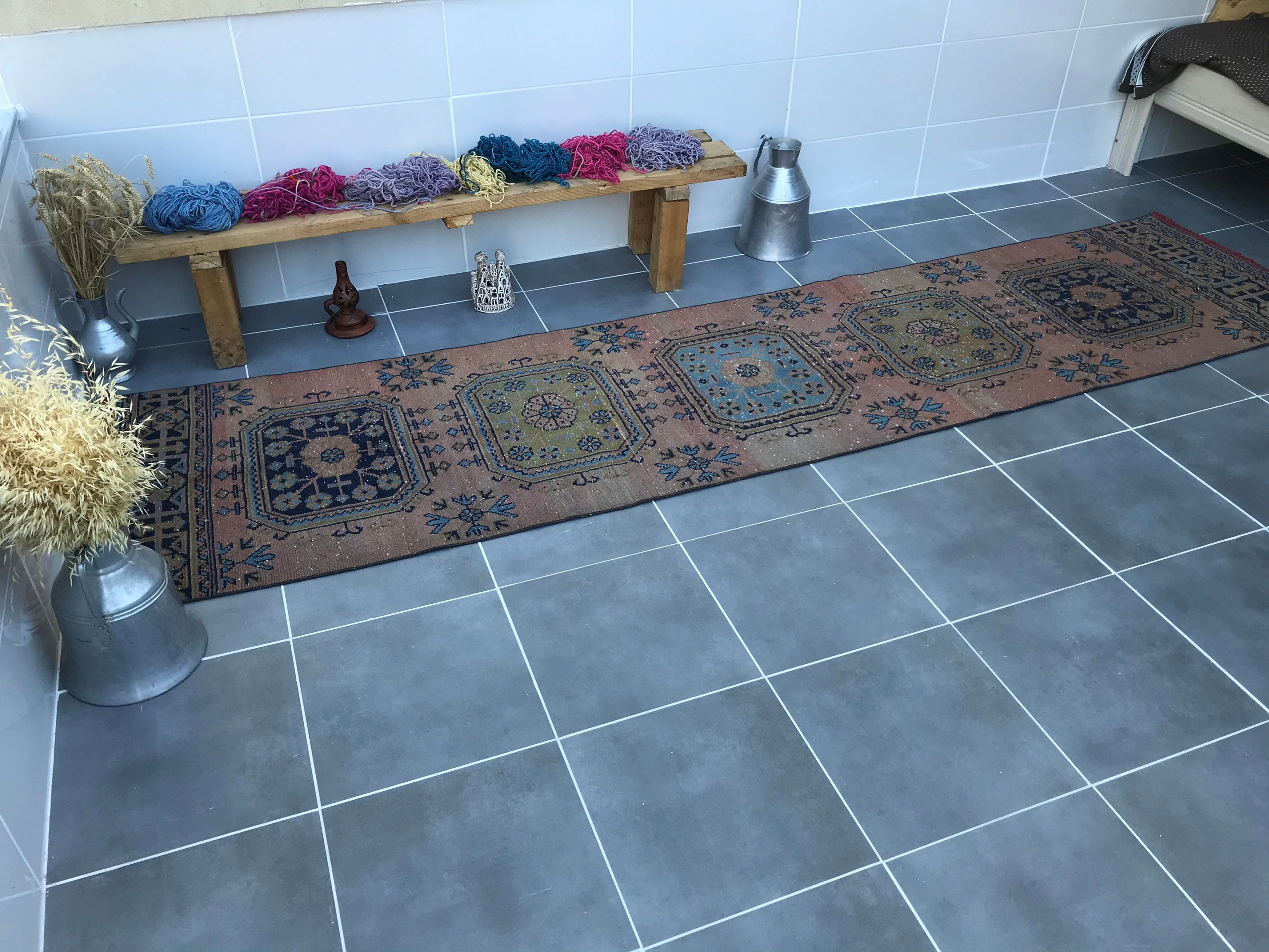 Traditional Runner Rug,12x3x2'9feet,vintage Oushak Rug(376x90)cm,runner ...