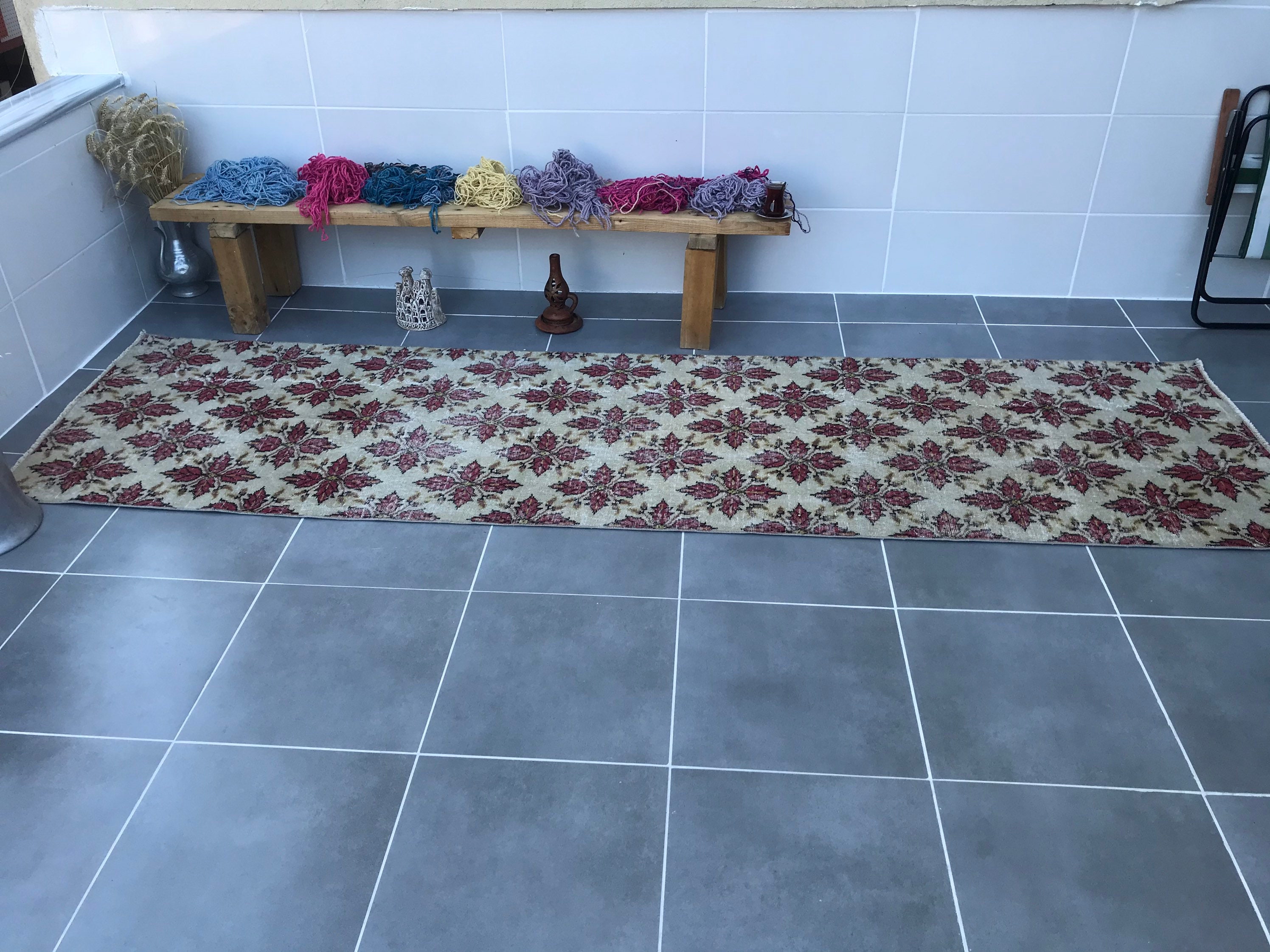 10'4x2'9feet,bohemian Red Runner Rug,318x89cm,free Ship Rug,turkısh ...