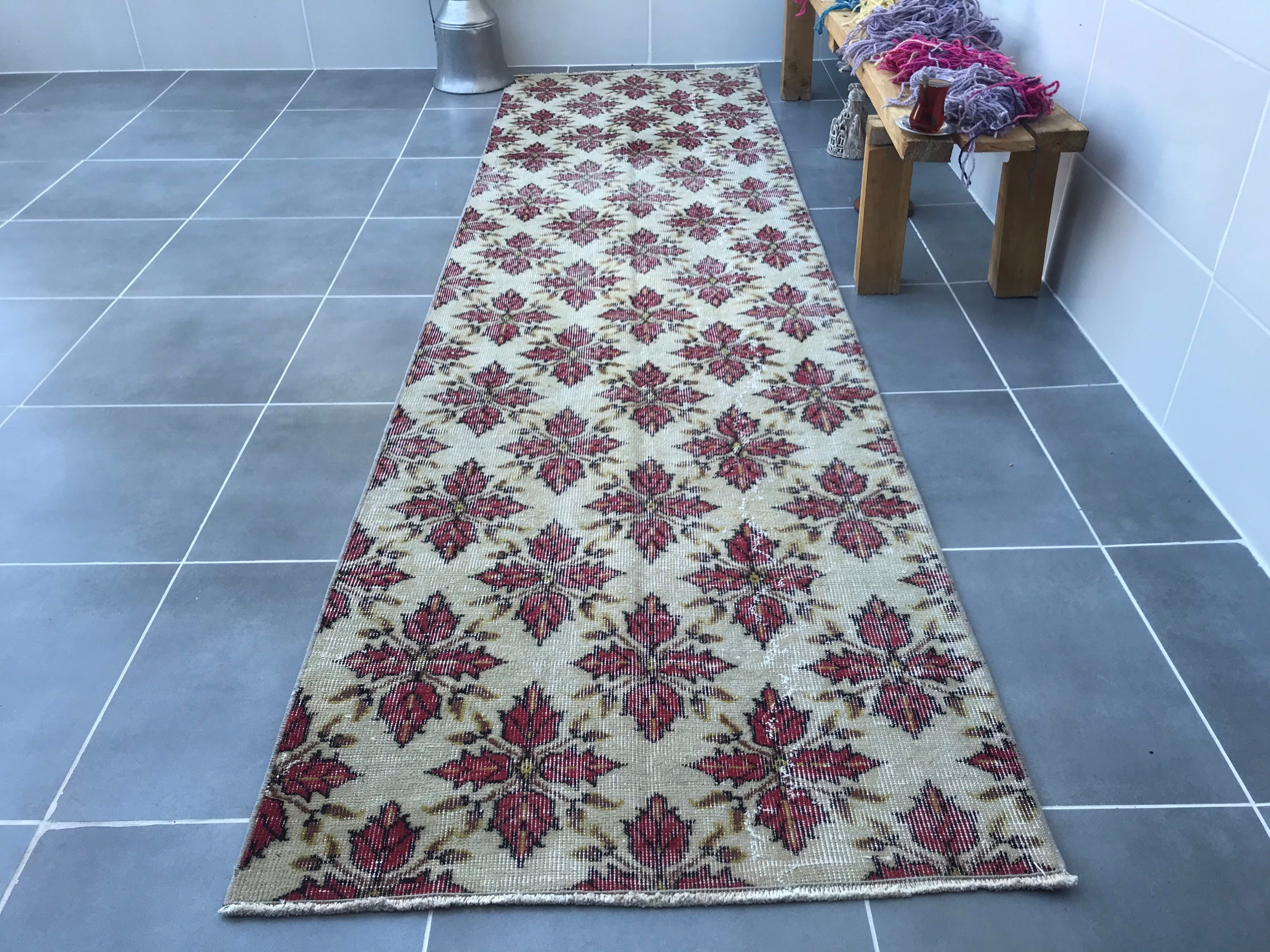 10'4x2'9feet,bohemian Red Runner Rug,318x89cm,free Ship Rug,turkısh ...