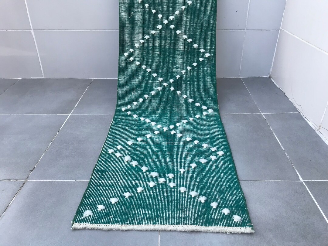 Green Runner Rug,6’3x1’6feet,kitchen Rug,193x50cm,kitchen Runner Rug ...