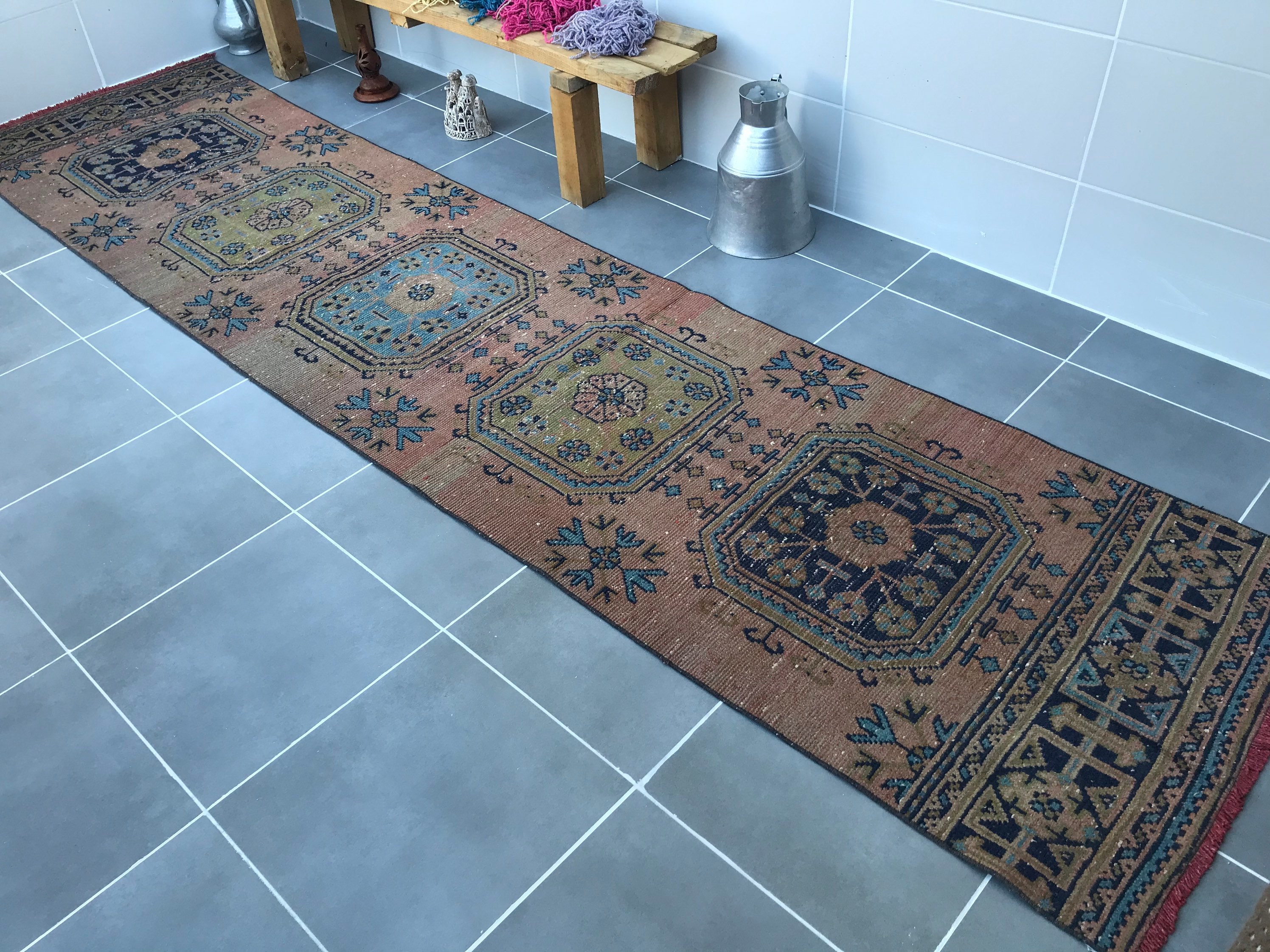 Traditional Runner Rug12x3x2'9feetvintage Oushak | Etsy