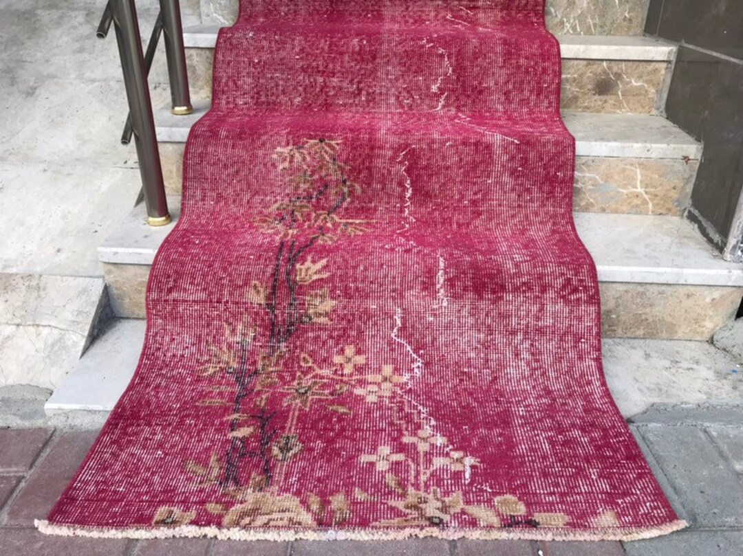 7.4x2.6feet,handwoven Pink Hallway Rug,alair Runner Rug,vintage ...