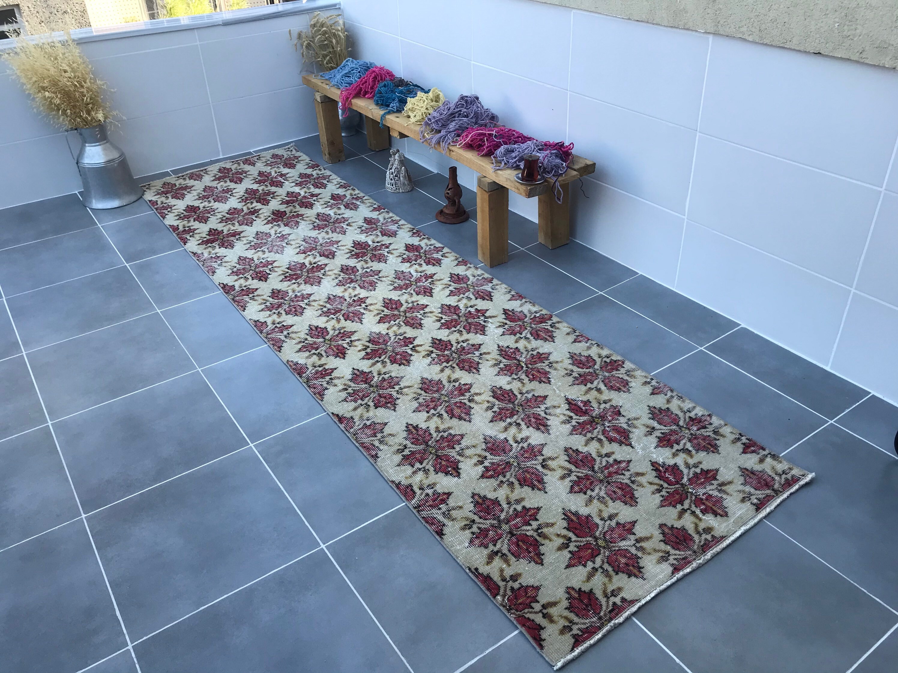 10'4x2'9feet,bohemian Red Runner Rug,318x89cm,free Ship Rug,turkısh ...