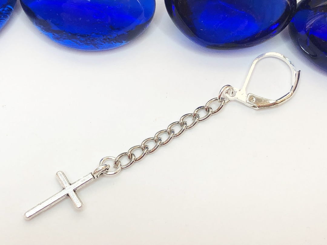 One Cross Earring, Cross in Chain, Silver Cross for Men, Youth ...
