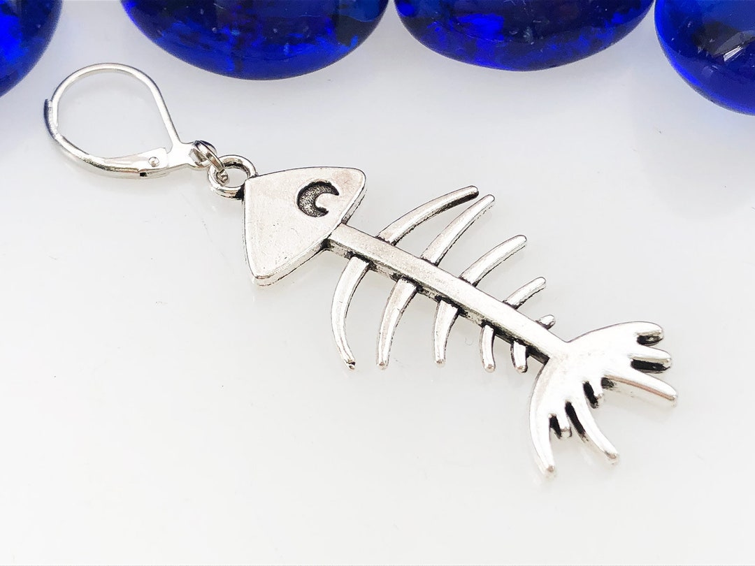 XL Fish Earring Fish Sketeton Modern Fish Jewellery Beach - Etsy UK