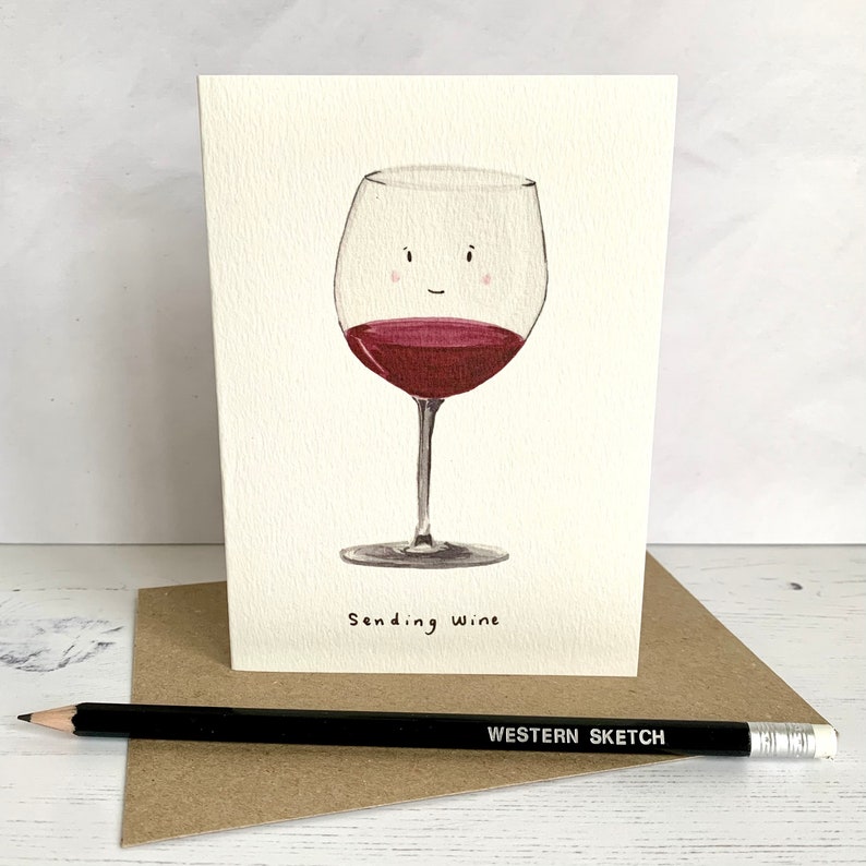 Sending Wine Card Red Wine Card | Etsy