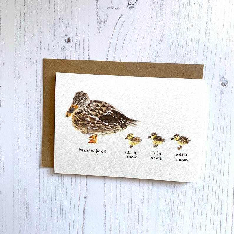 Personalised Mama Duck Card 2 Ducklings Mothers Day Card | Etsy