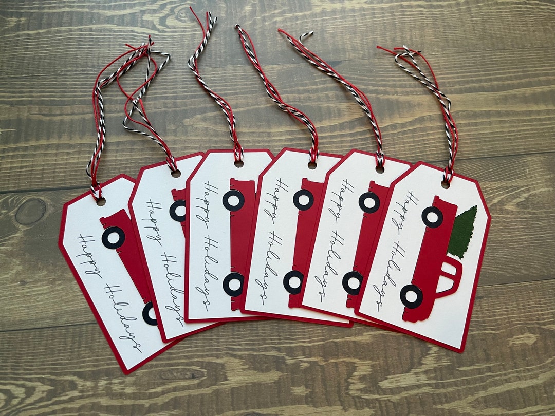 Red Truck Holiday Gift Tags; Holiday Gift Tags - Etsy