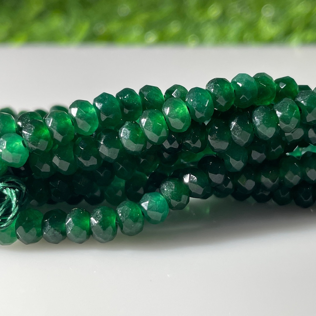 Faceted Green Emerald Beads: 4mm Round Gemstone String - Etsy