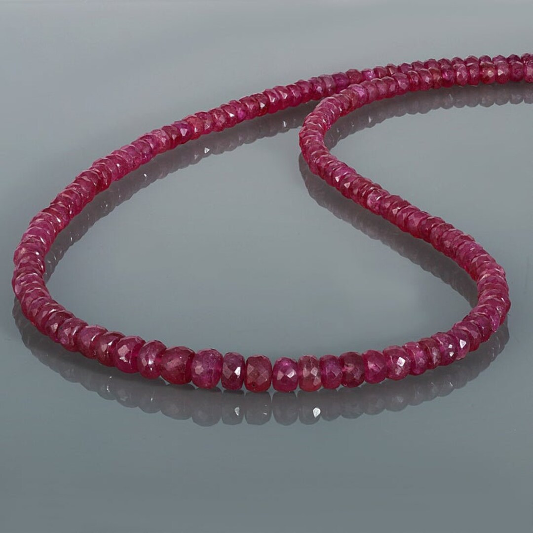Natural Ruby Faceted Beads 4 Mm 2"- 50" Long String Beaded Beads Ruby ...