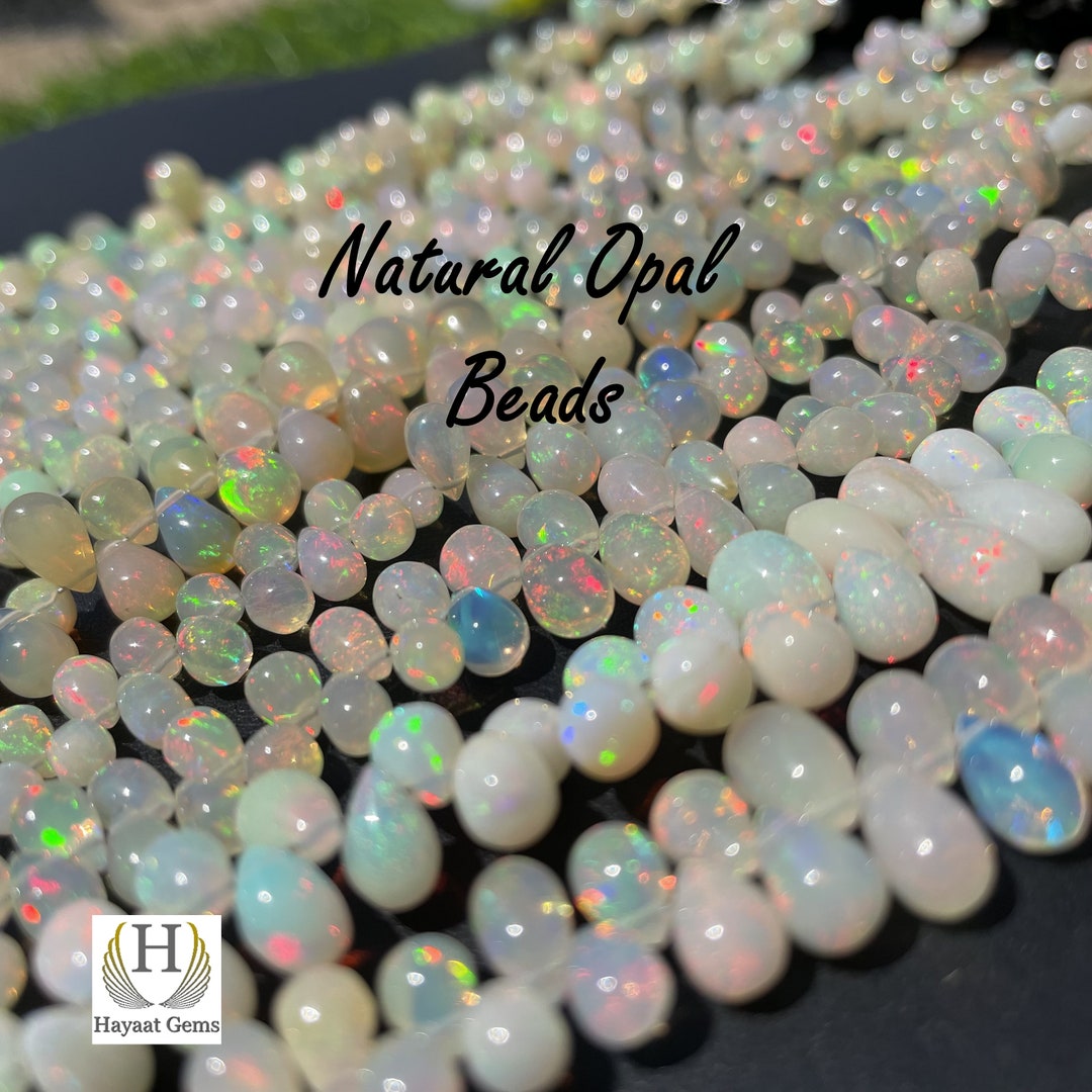 Natural Ethiopian Opal Teardrop Beads: Multi-color Fire Opal Strings - Etsy